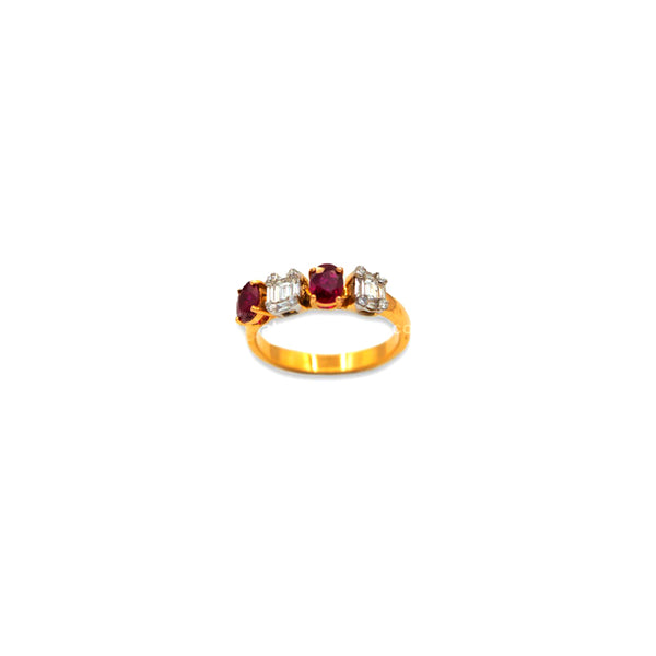 Dual Zircon Gold Ring - Almas Jewellers